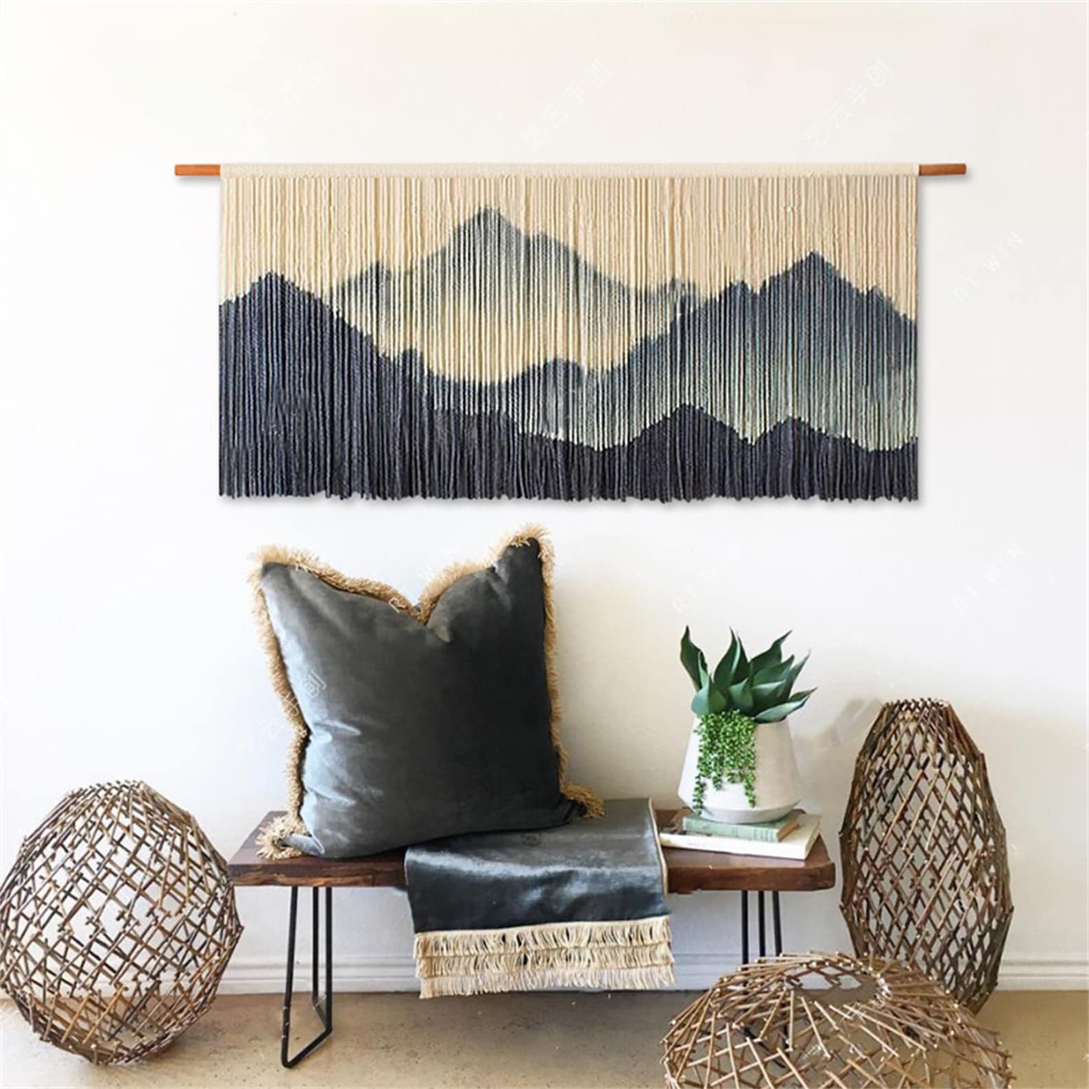 Mountain Art Hand Dyed Macrame Wall Hanging Large Wall - Etsy