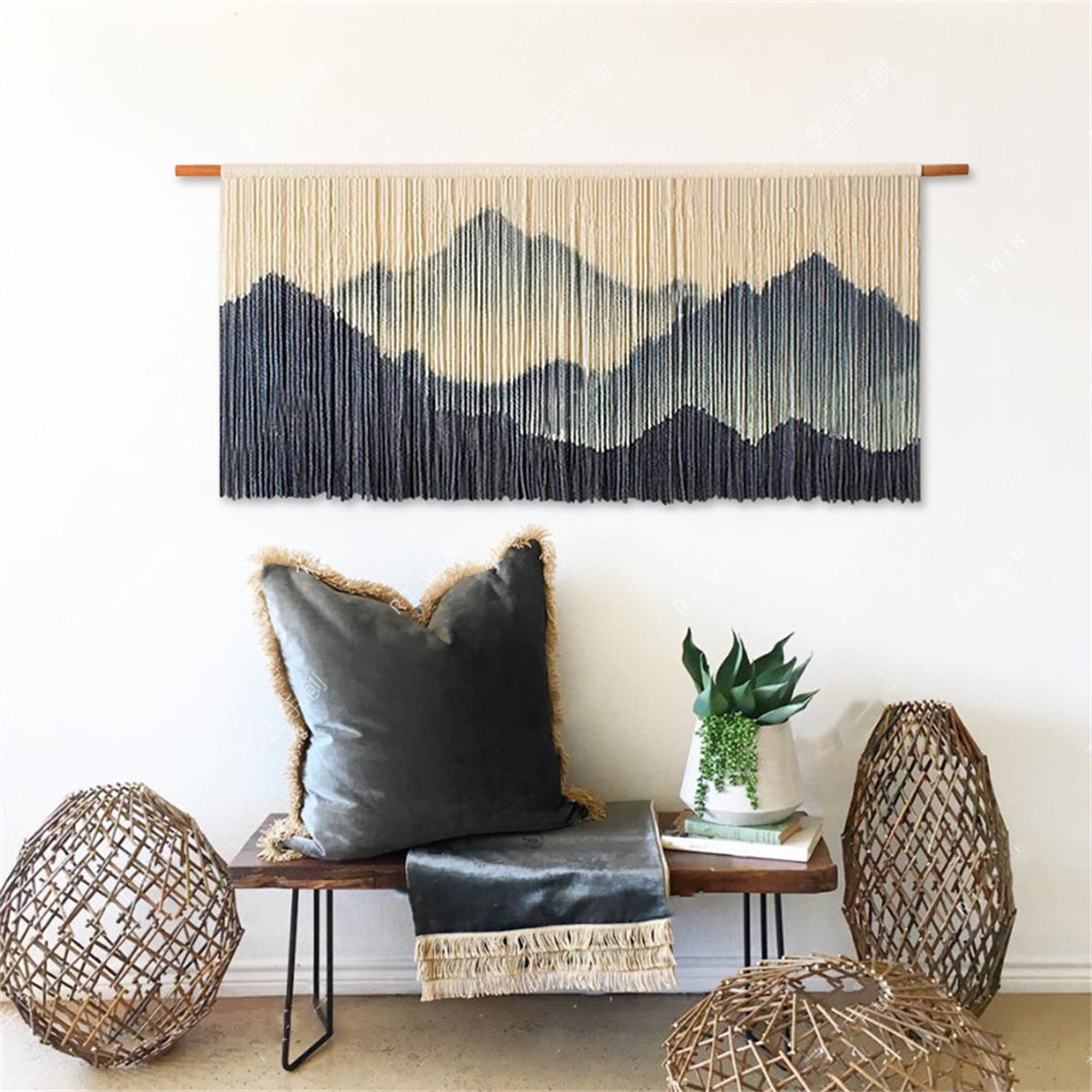 Mountain Art Hand Dyed Macrame Wall Hanging Large Wall - Etsy