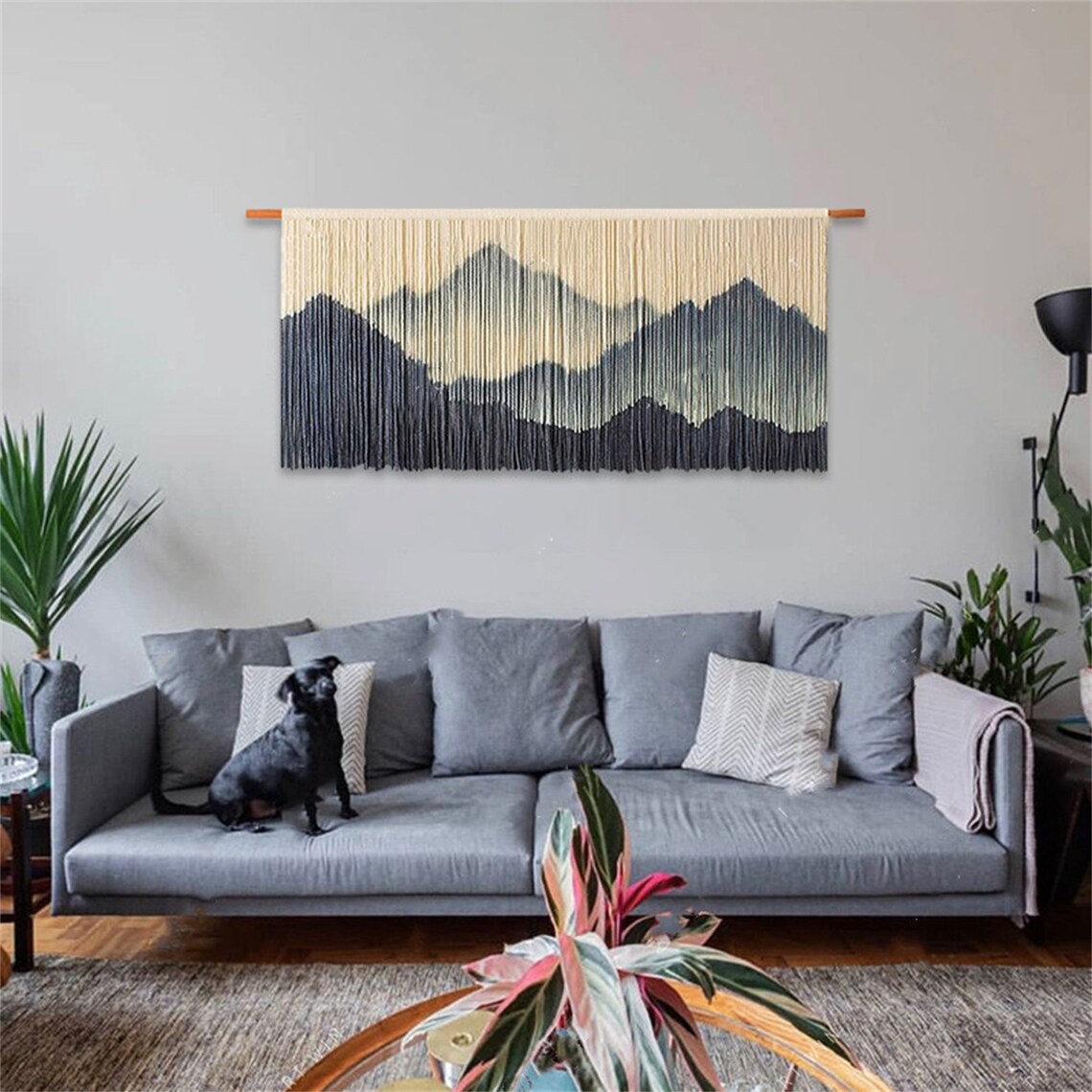 Mountain Art Hand Dyed Macrame Wall Hanging Large Wall - Etsy