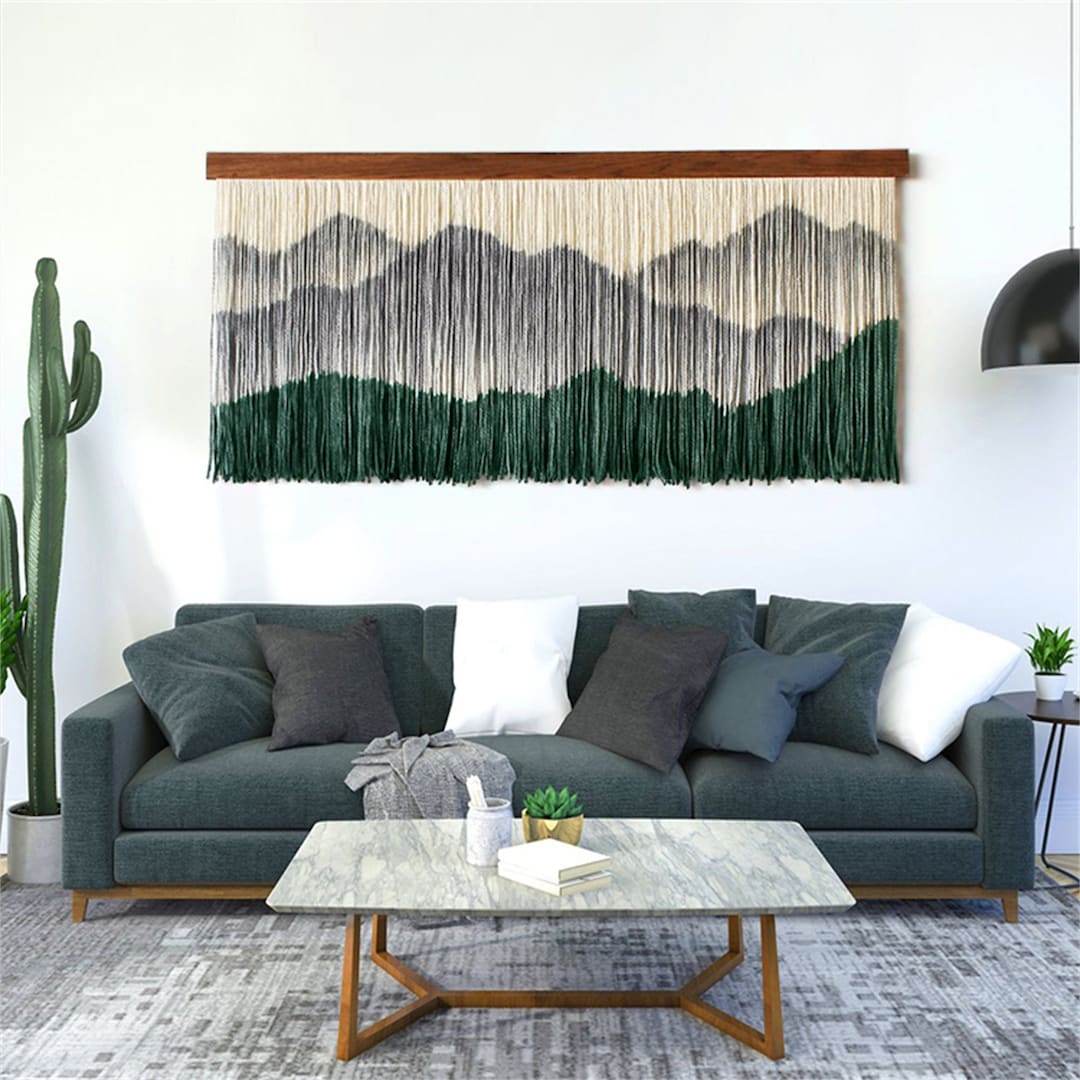 Mountain Art Large Macrame Wall Hanging Macrame Dip Dyed Wall - Etsy