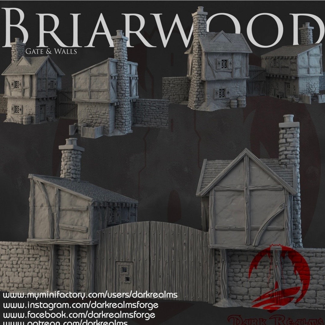 Briarwood Gatehouse and Walls, Dark Realms, Bree Inspired, 3D Printed ...