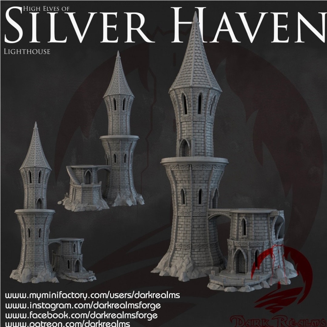 High Elves Lighthouse Silver Haven MESBG Wargaming Terrain Dnd ...