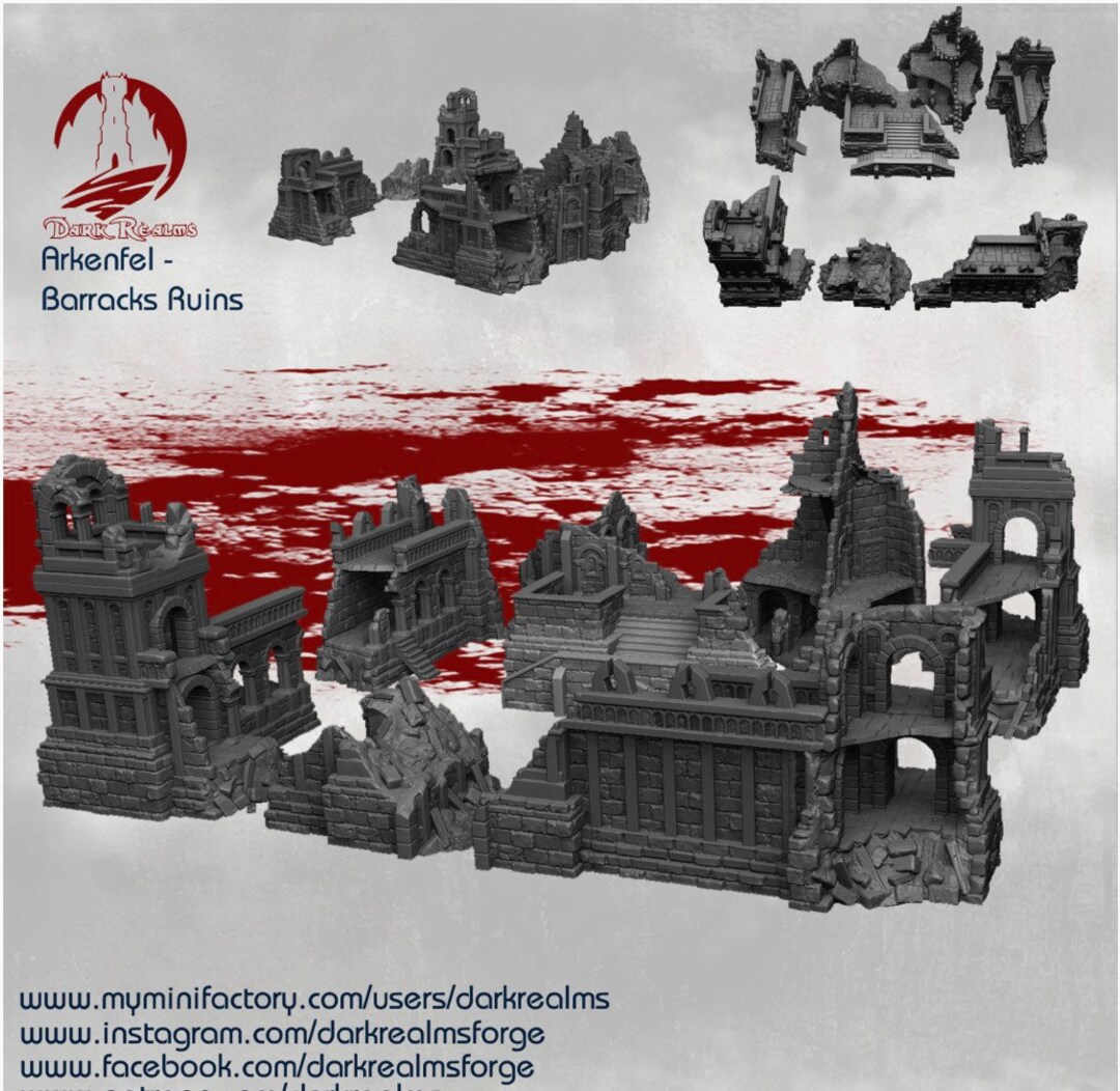 Gondor Inspired Ruined Barracks Tabletop Terrain LOTR - Etsy