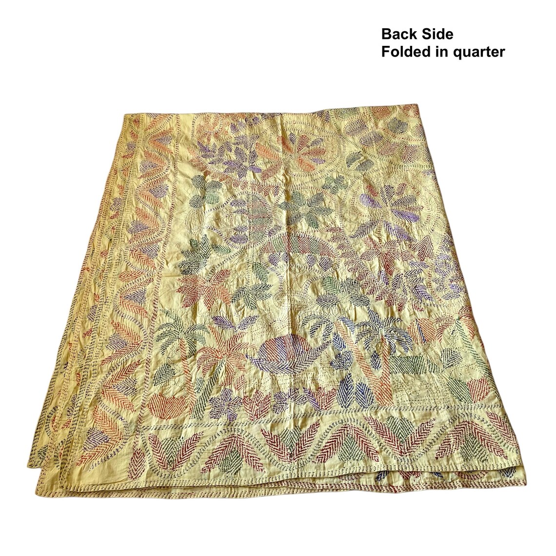 Hand Embroidered Suzani Bedspread - Traditional Nakshi Katha Cotton ...