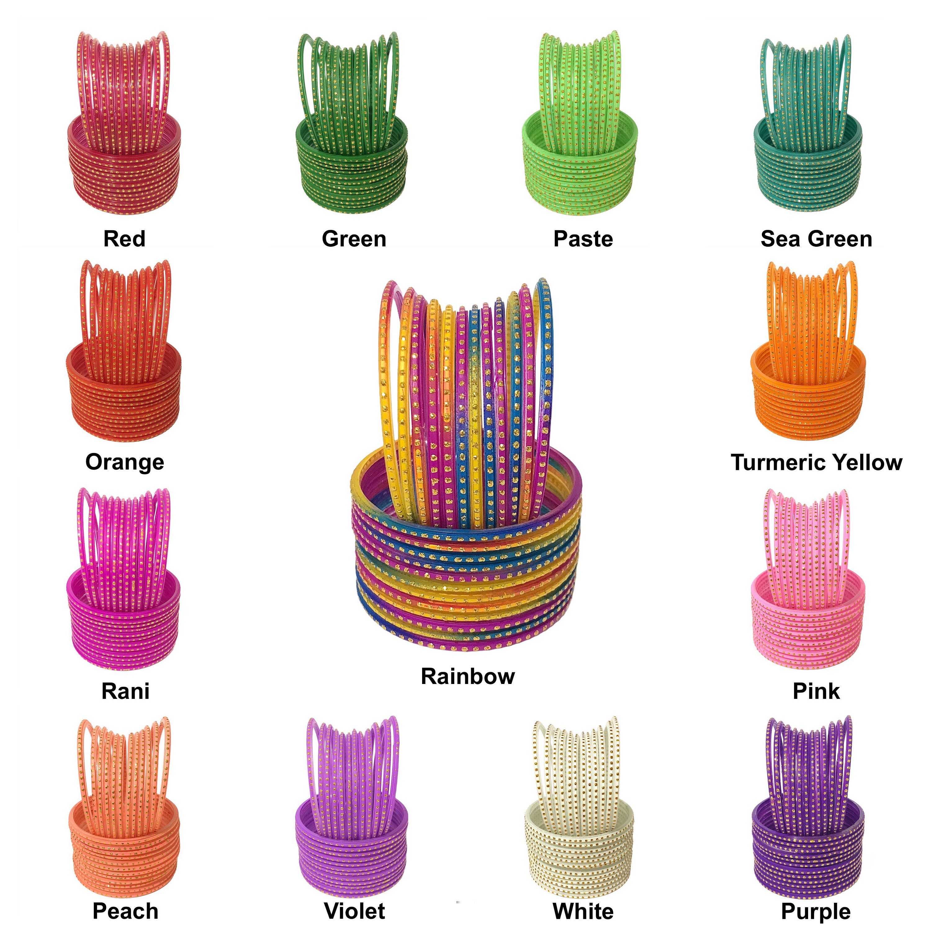 Traditional Indian Glass Bangles With Golden Sprinkles - Colorful ...