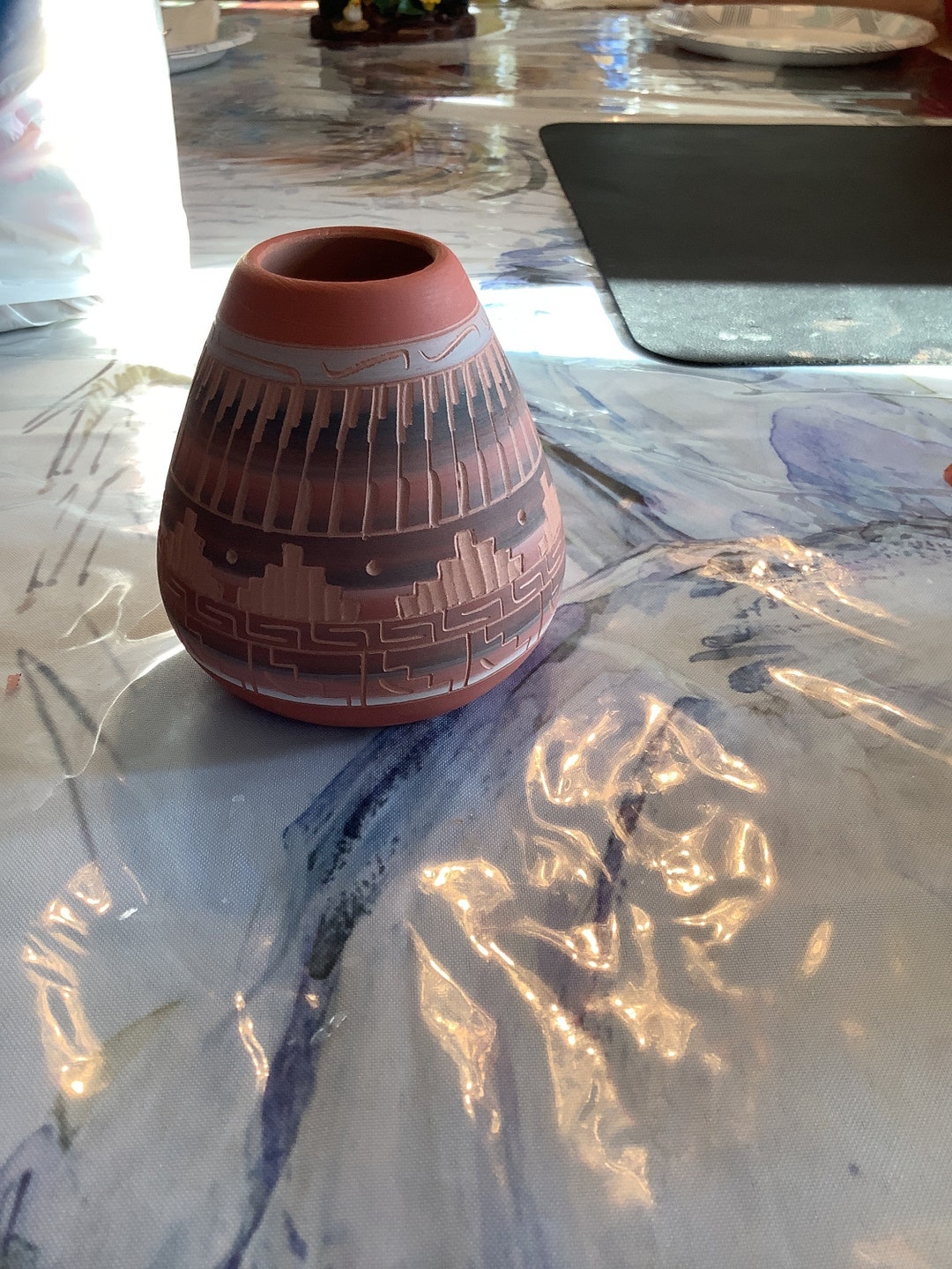 Vintage A. Joe Dine Navajo Pottery Pot Etched Design Native - Etsy