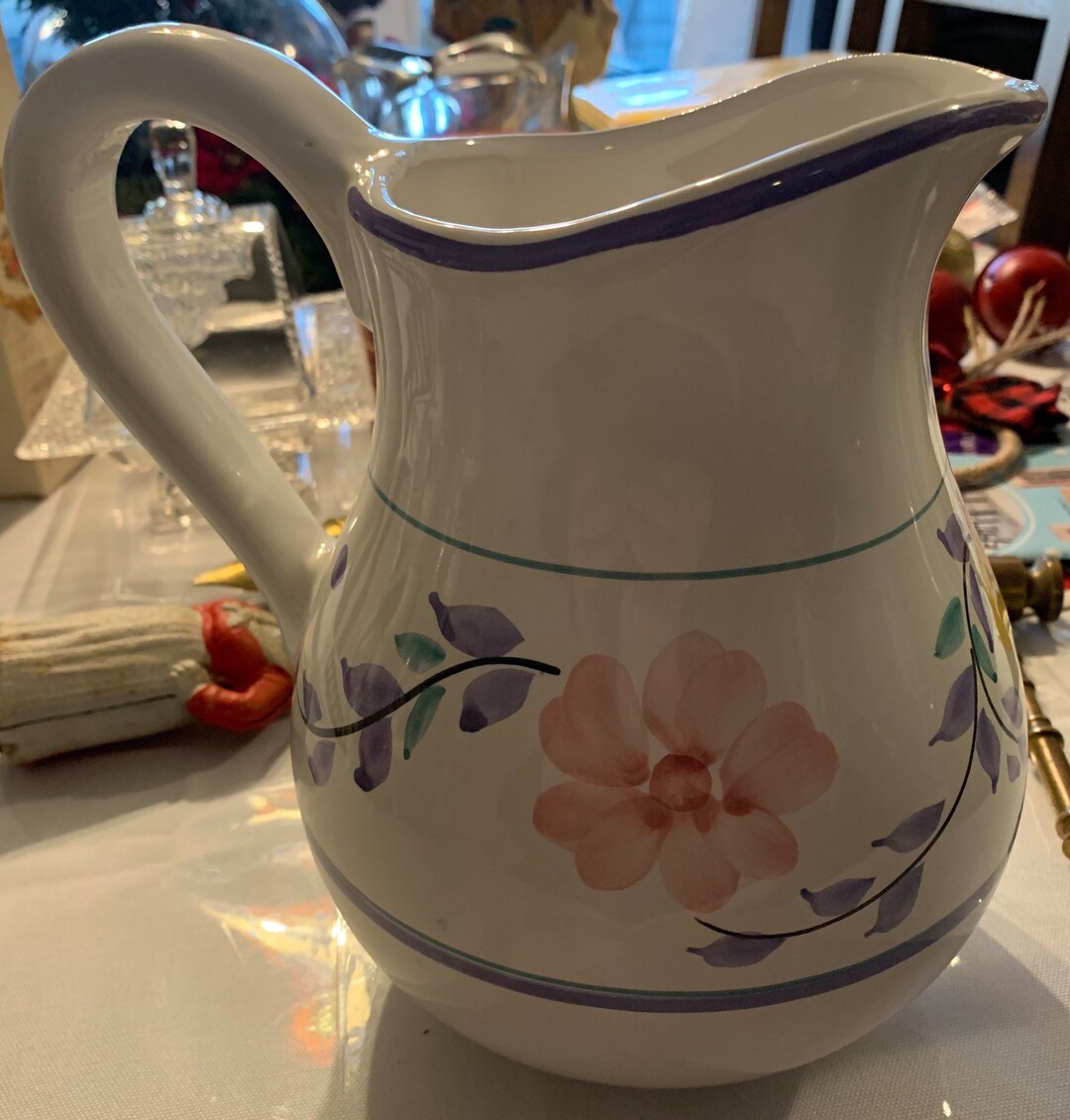 Vintage Ceramic Hand Painted Pitcher From Portugal. - Etsy