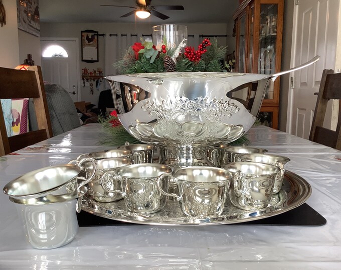 Oneida Silver Plated Punch Bowl Set - Etsy