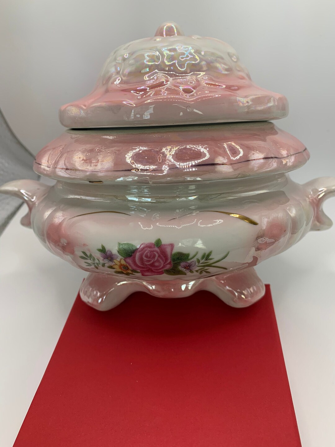 Lusterware Pink and White Terrain Dish - Etsy