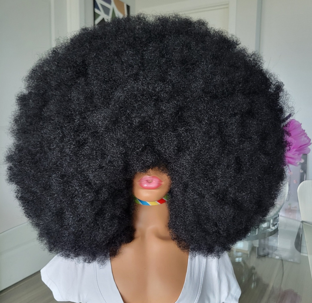 Jumbo Afro Kinky Wig 100% Handmade Natural 4c Hair Afro Kinky Wig ...
