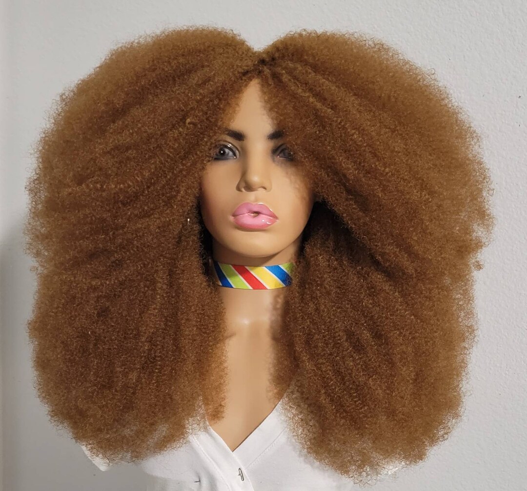 Super Long Full Afro Kinky Wig 100% Handmade Natural 4c Hair Afro Kinky ...