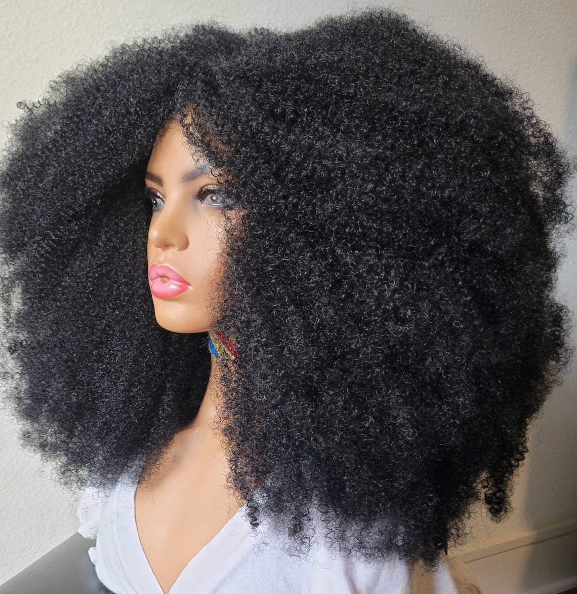 Peluca afro rizada súper completa 100% hecha a mano natural 4c | Etsy