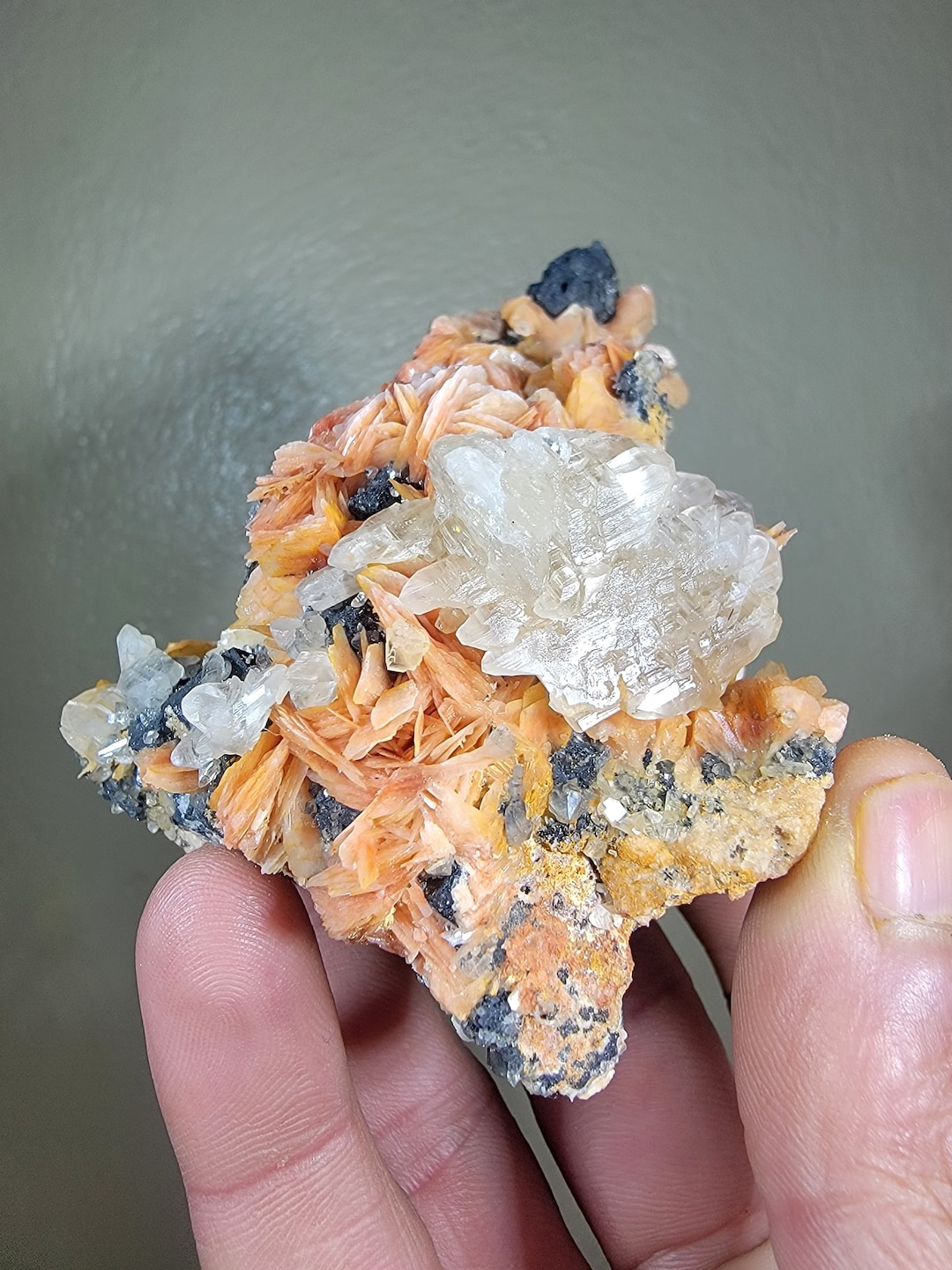 Large Cerusite Crystal on Galena With Barite - Les Dalles, Mibladen ...