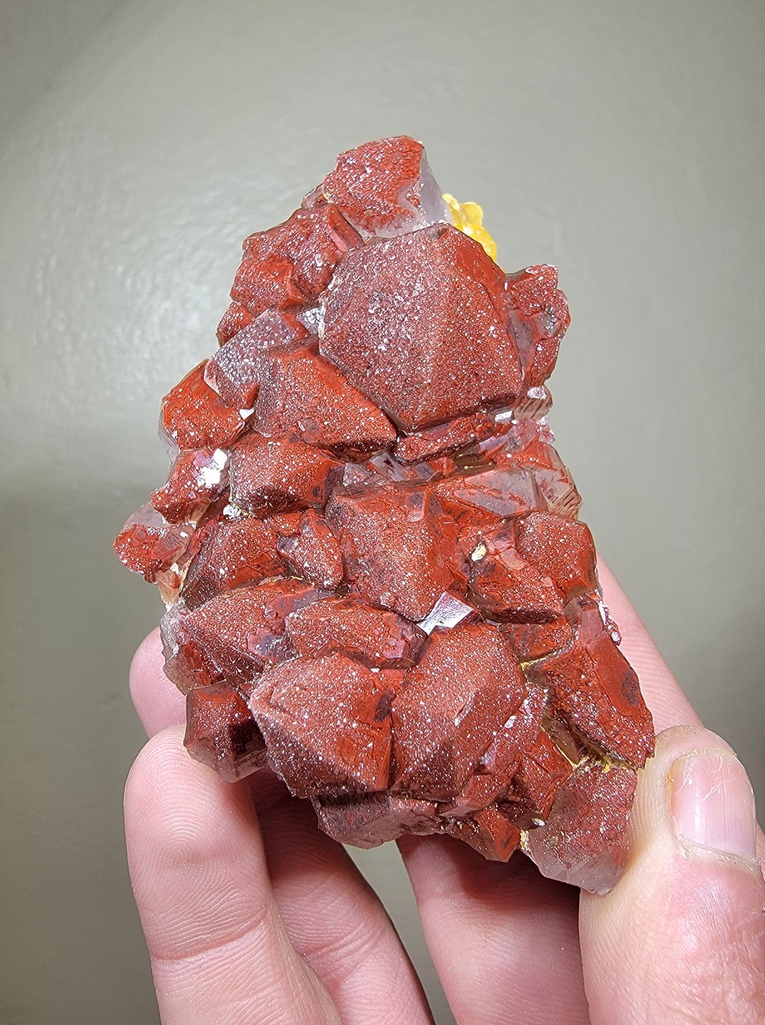 Special Red Hematite Quartz on Yellow Fluorite From Sidi Said Mining ...
