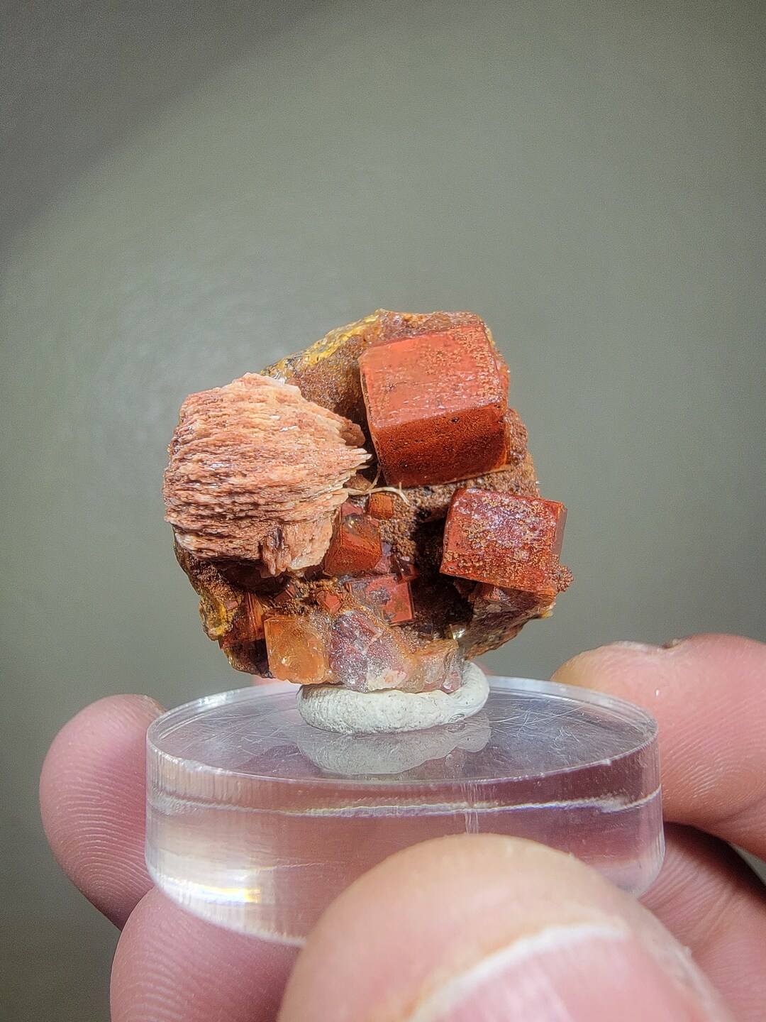 Red Fluorite Crystals With Barite on Quartz From Sidi Said Mining ...