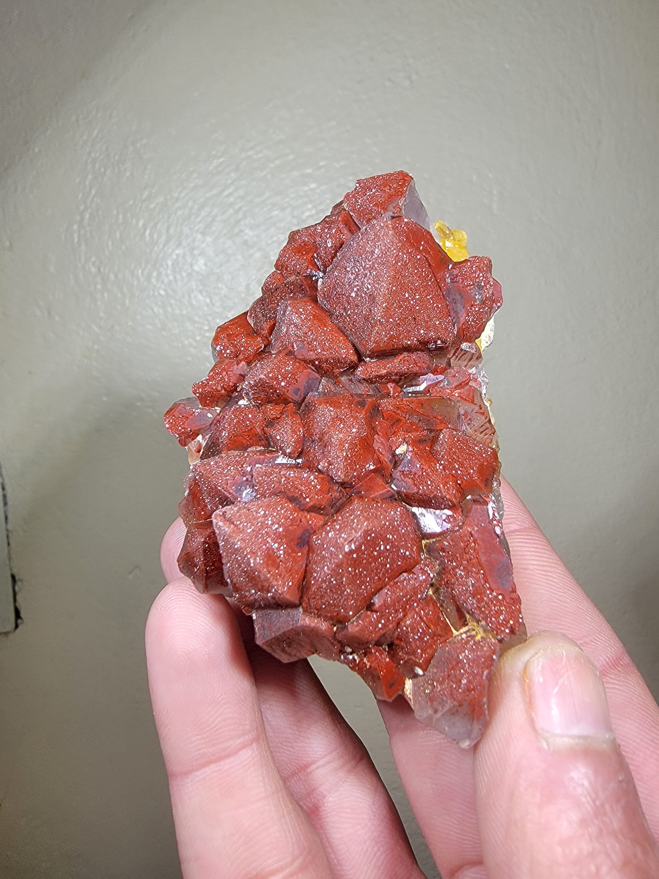 Special Red Hematite Quartz on Yellow Fluorite From Sidi Said Mining ...