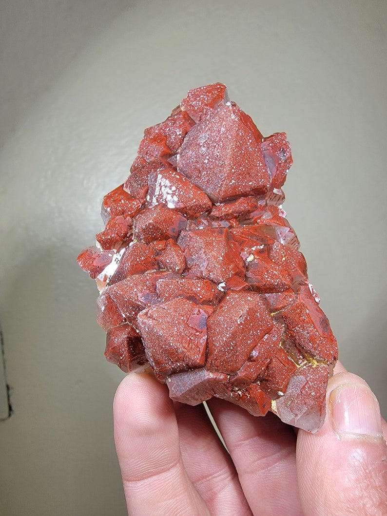 Special Red Hematite Quartz on Yellow Fluorite From Sidi Said Mining ...
