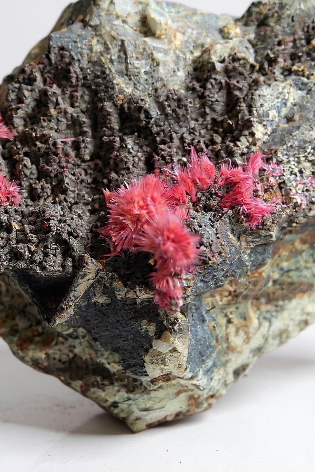 Erythrite Fibrous Flowers on Matrix - Bouismas Mine, Bou Azzer, Morocco ...