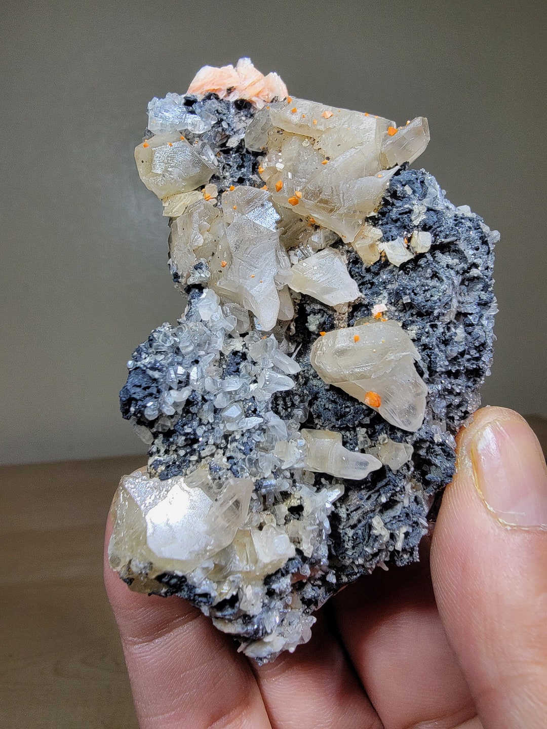 Wulfenite Pyramids on Cerusite Crystals From Les Dalles Mining, Morocco ...