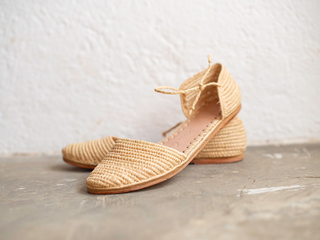 Natural Raffia Sandals for Women, Made in Morocco. - Etsy