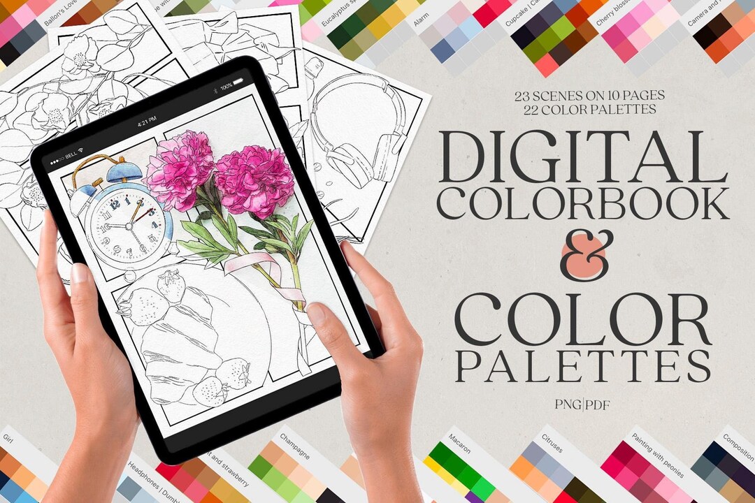 Printable Coloring Pages Digital Sketches Instant Download PNG - Etsy