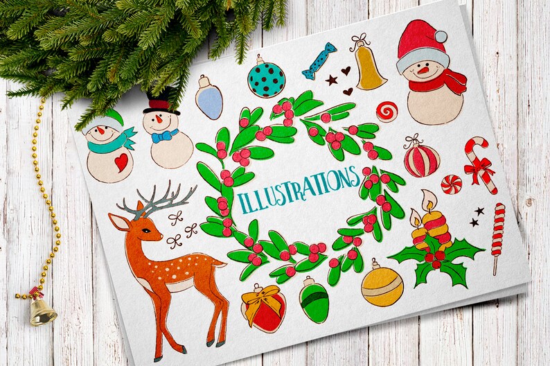 Happy Holiday Vector Pack, Digital Clipart, Individual PNG Files ...