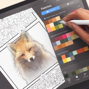 Autumn Story - Digital Coloring Pages & Color Palettes - Etsy