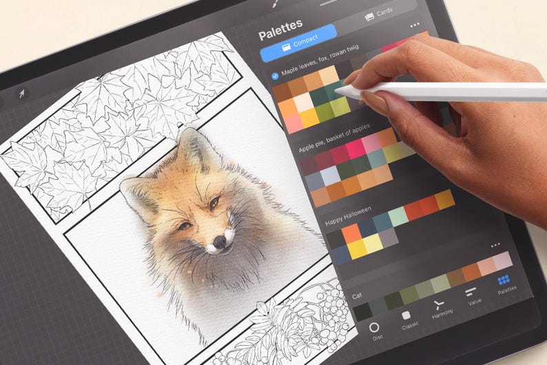 Autumn Story - Digital Coloring Pages & Color Palettes - Etsy