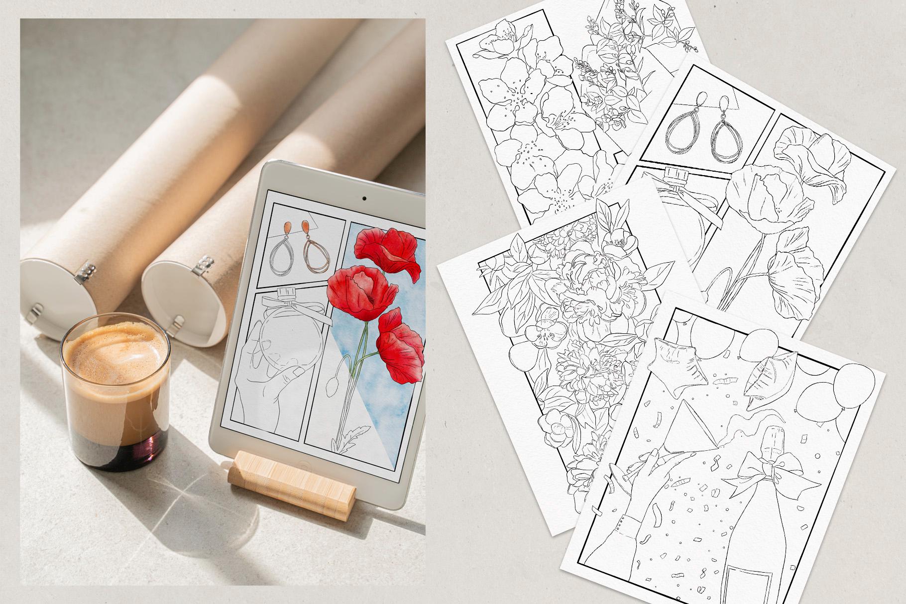 Printable Coloring Pages - Digital Sketches - Instant Download - PNG - Etsy