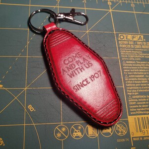 The Overlook Hotel RED vintage Style Leather Key Fob Hand Stitched ...