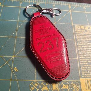 The Overlook Hotel RED vintage Style Leather Key Fob Hand Stitched ...