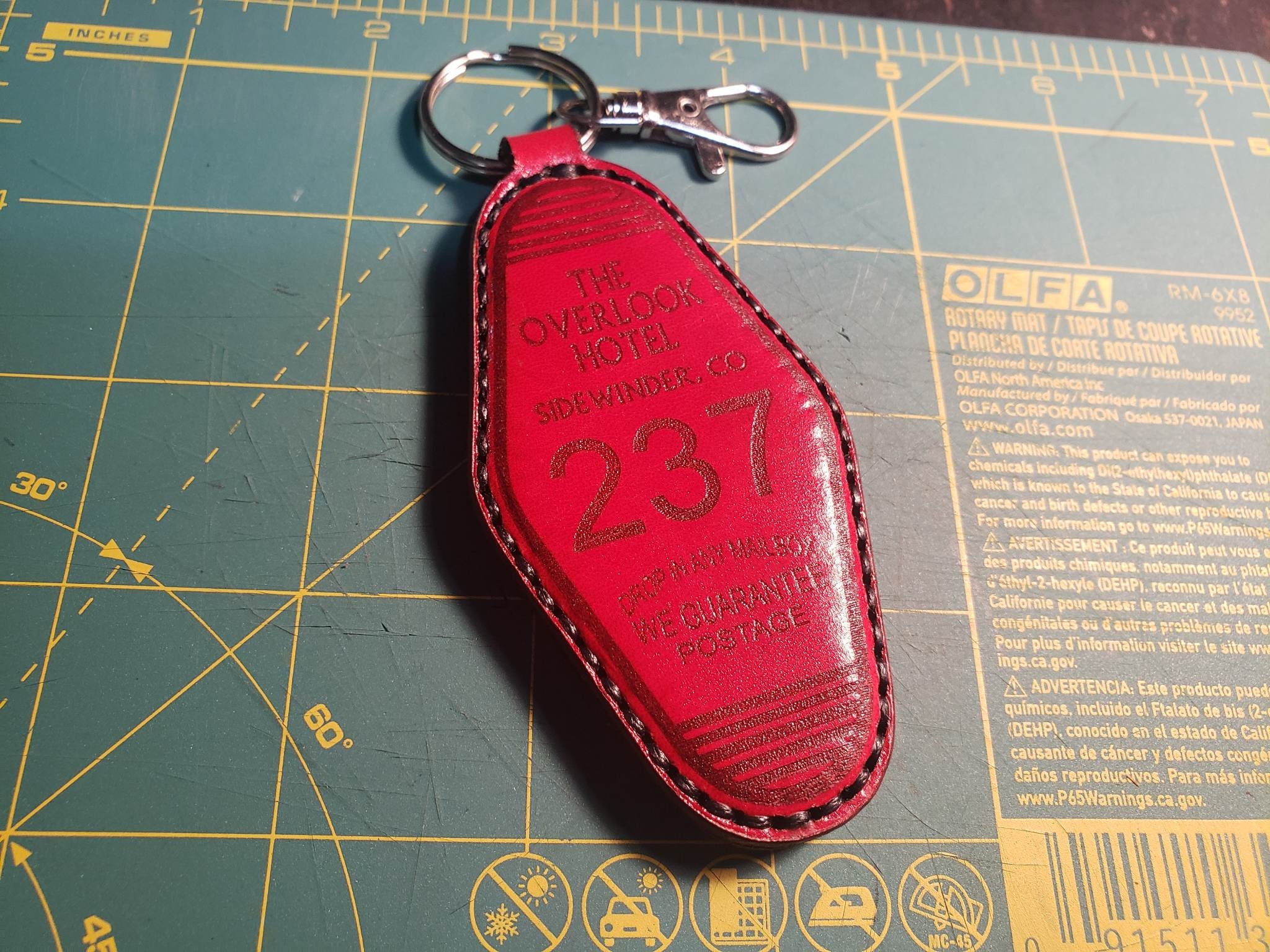 The Overlook Hotel RED vintage Style Leather Key Fob Hand Stitched ...
