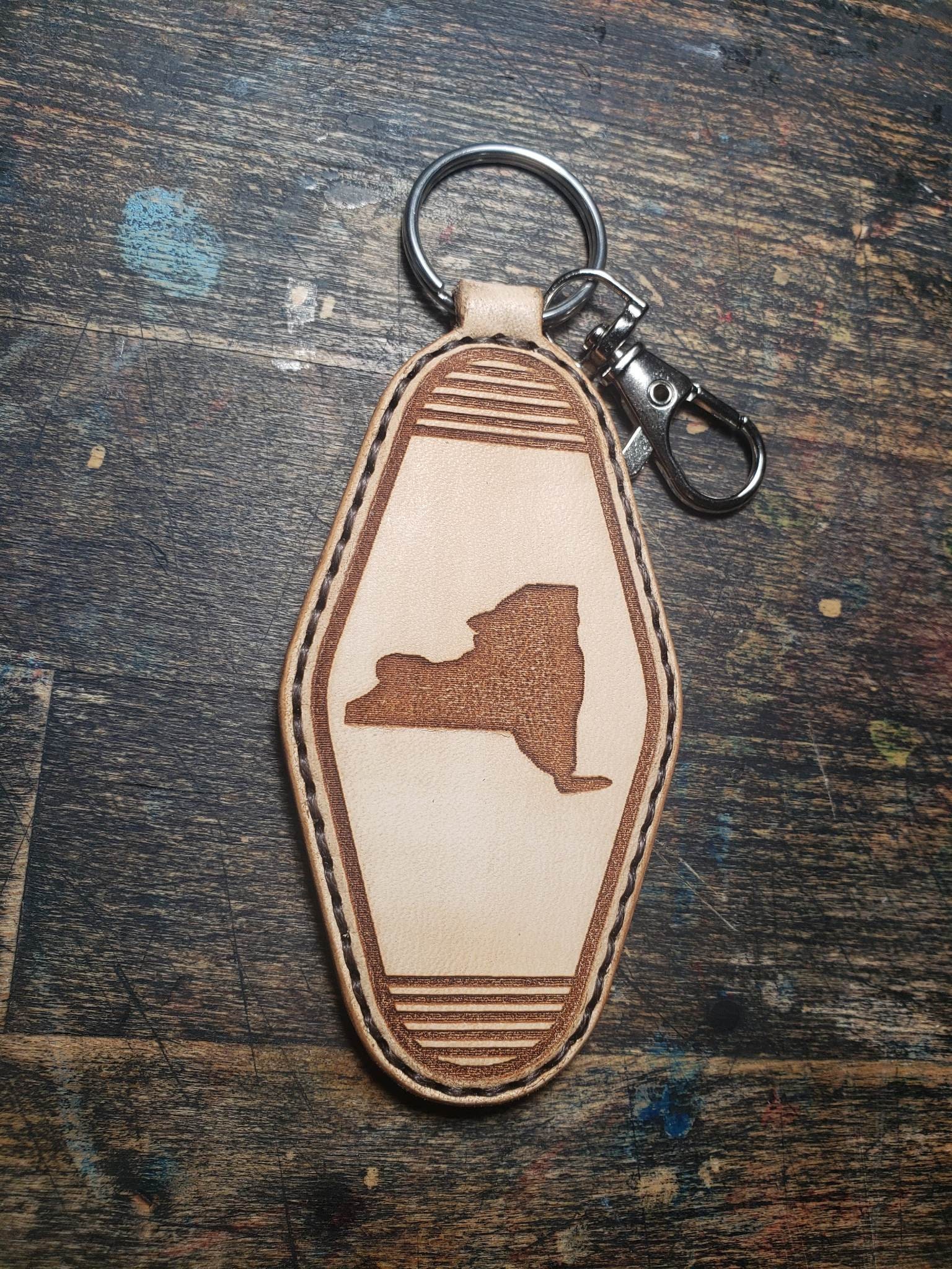 1408 Inspired Key Fob Hand Stitched Leather Upcycled - Etsy
