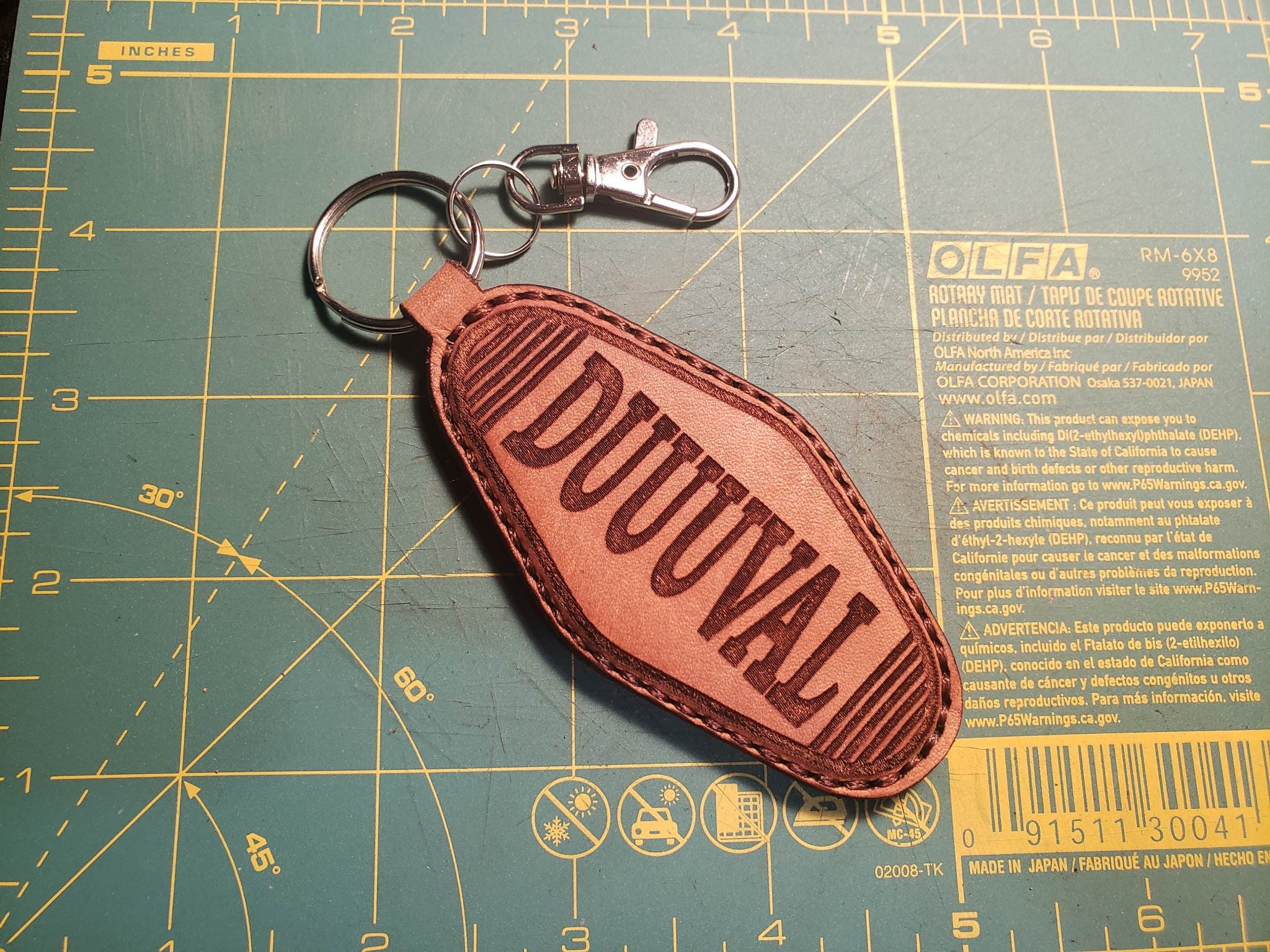 JACKSONVILLE 904 vintage Style Key Fob Hand Stitched Leather Upcycled ...