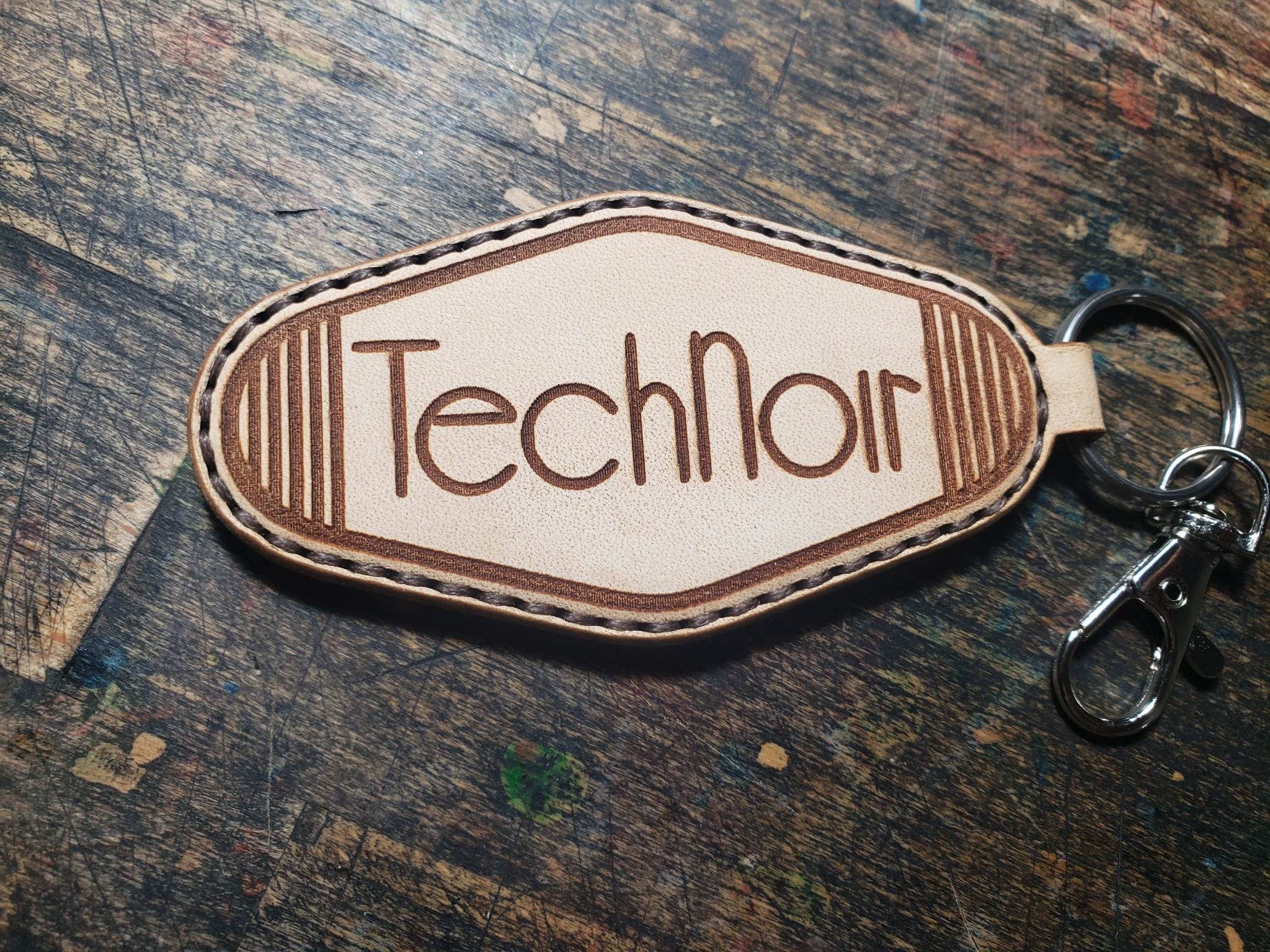 TECH NIOR NIGHTCLUB terminator Inspired Key Fob Hand Stitched Leather ...