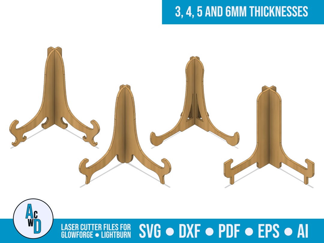 Easels 4-pack Laser Cut Vector Files SVG DXF PDF Ai Glowforge Lightburn ...