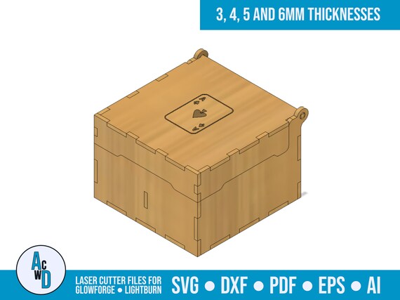 Playing Card Deck Storage Box Laser Cut Vector Files SVG DXF - Etsy