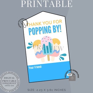 Thank You for Popping by | Popsicle Party Printable Favor Gift Tag ...