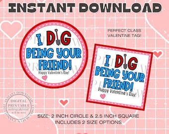 Kid’s Valentines Day Gift - I Dig Being Your Friend - Etsy