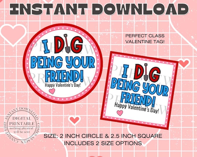 Kid’s Valentines Day Gift - I Dig Being Your Friend - Etsy