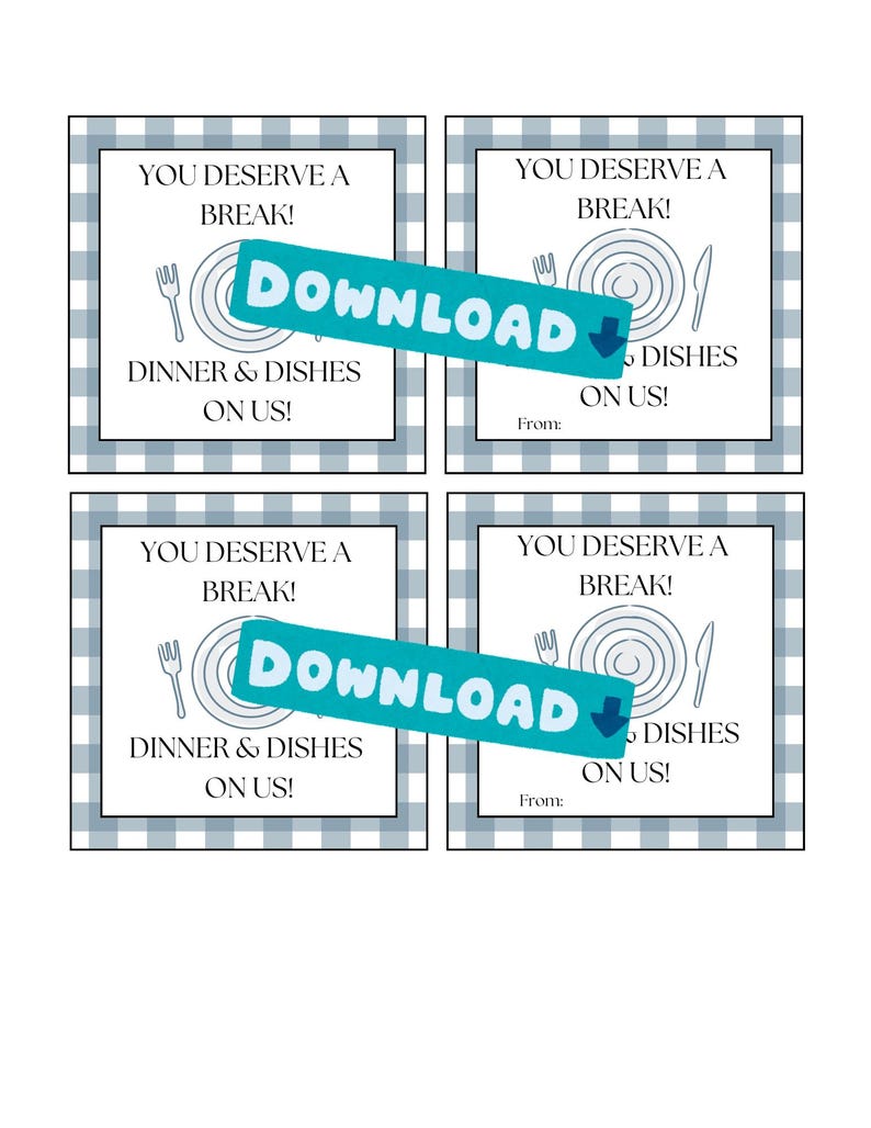 You Deserve A Break, Dinner & Dishes on Us Gift Tag Gift Tags, Coworker ...
