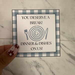 You Deserve A Break, Dinner & Dishes on Us Gift Tag Gift Tags, Coworker ...