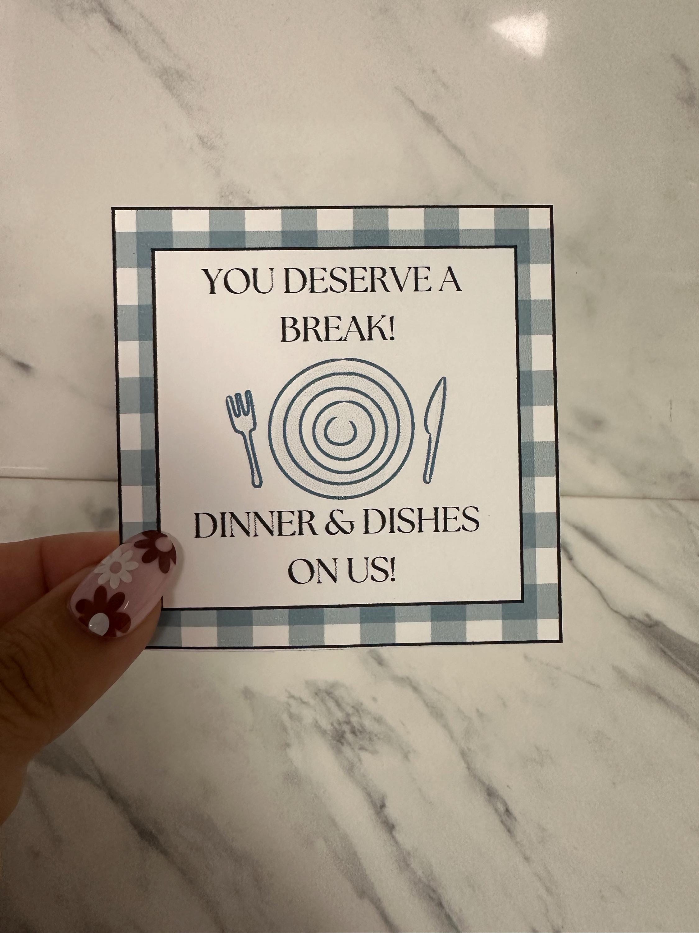 You Deserve A Break, Dinner & Dishes on Us Gift Tag Gift Tags, Coworker ...