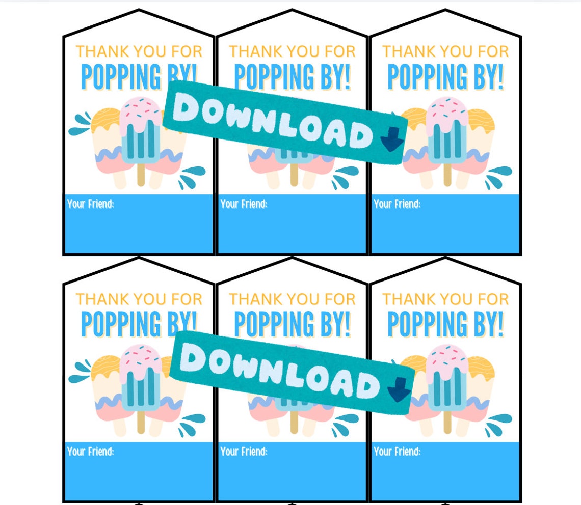 Thank You for Popping by Popsicle Party Printable Favor Gift Tag ...
