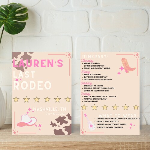 Digital Print Last Rodeo Invitation Itinerary Nashville - Etsy