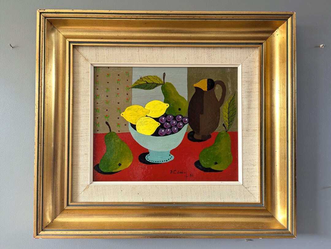 1980 Vintage Original Surrealist Still Life Tempera Painting - 'lemon ...