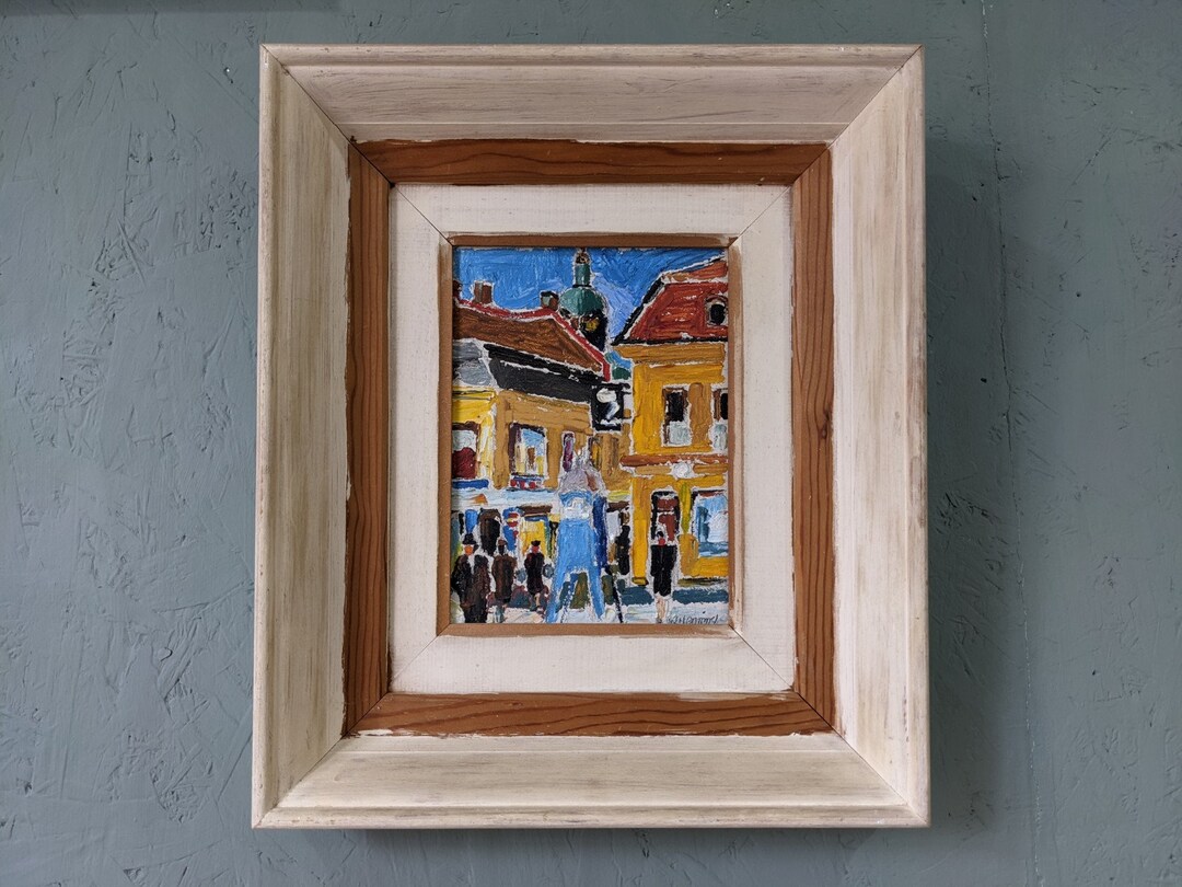 Vintage Mid-century Modern Swedish Street Scene - Original Swedish Oil ...