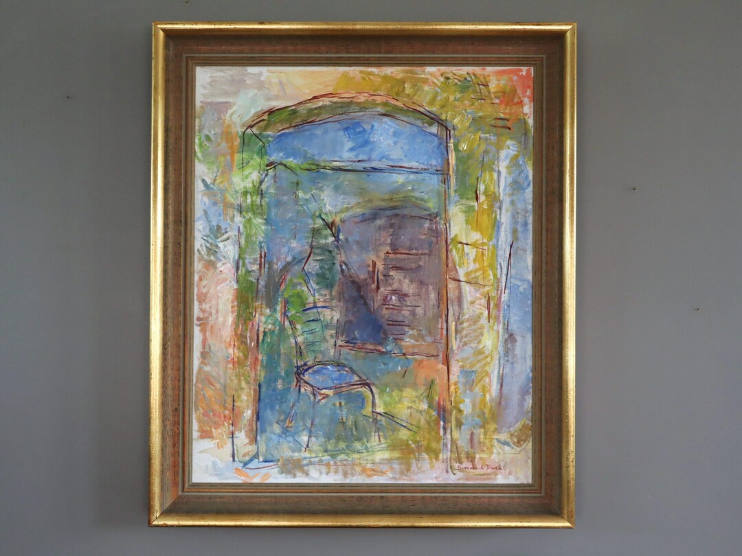 Vintage Mid Century Modern Original Abstract Interior Oil Painting ...