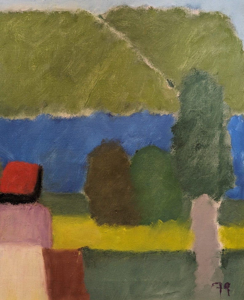 1979 Vintage Original Semi-abstract Landscape Oil Painting Mid-century ...