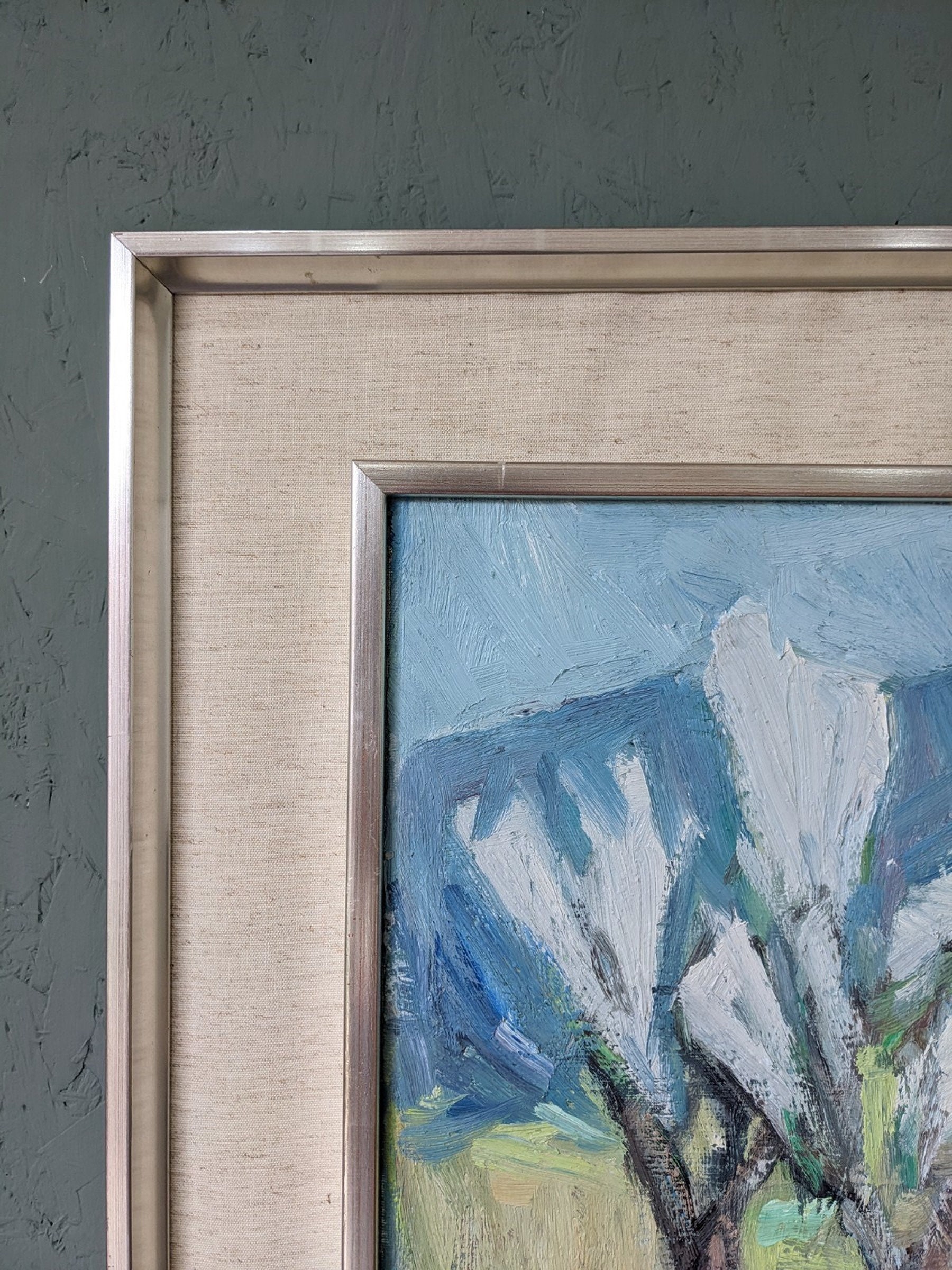 Vintage Original Expressive Landscape Oil Painting 'white Trees' Framed ...
